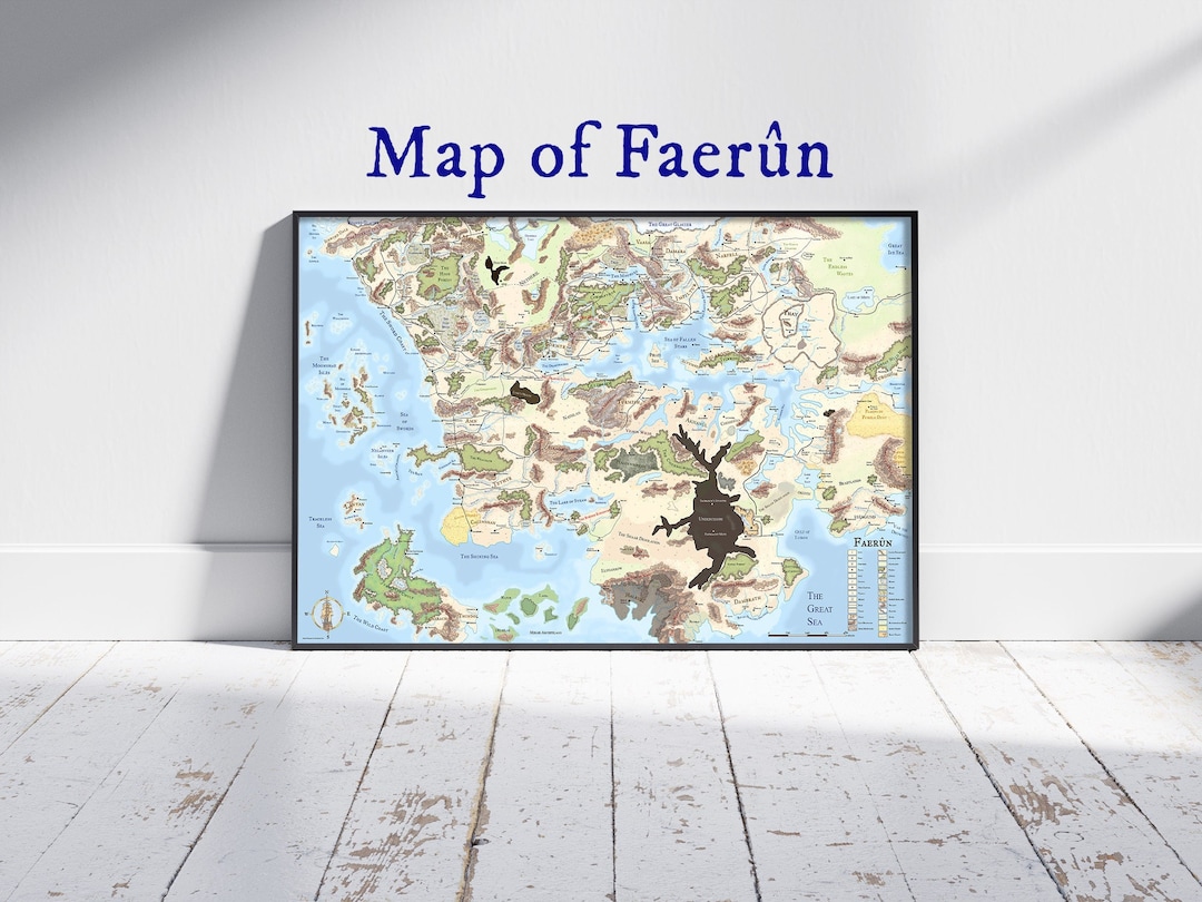 FREE SHIPPING - Map of Faerûn Poster, Continents Faerun World Map ...