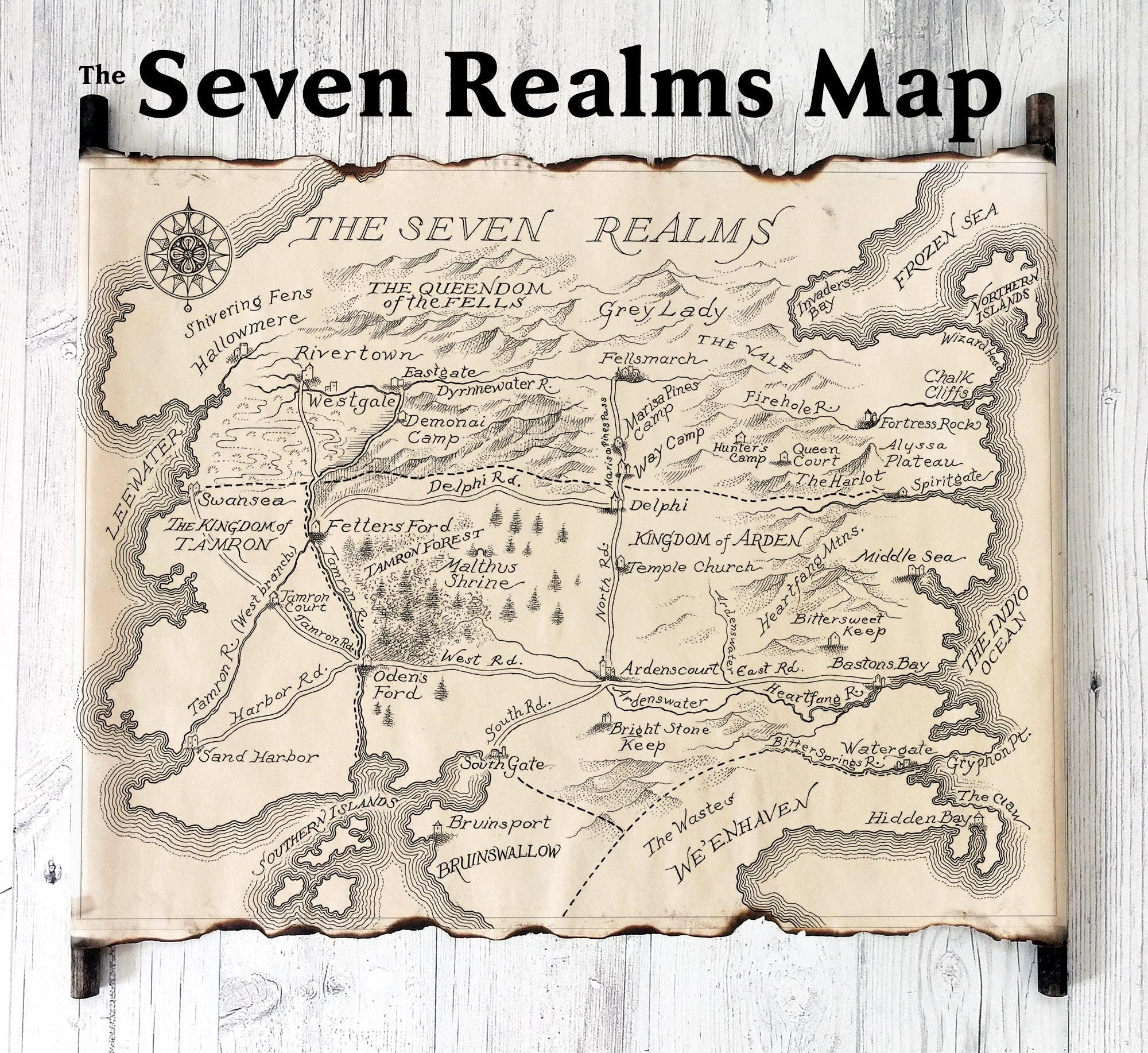 Map of the Seven Realms on Handmade Scroll, the Demon King World ...