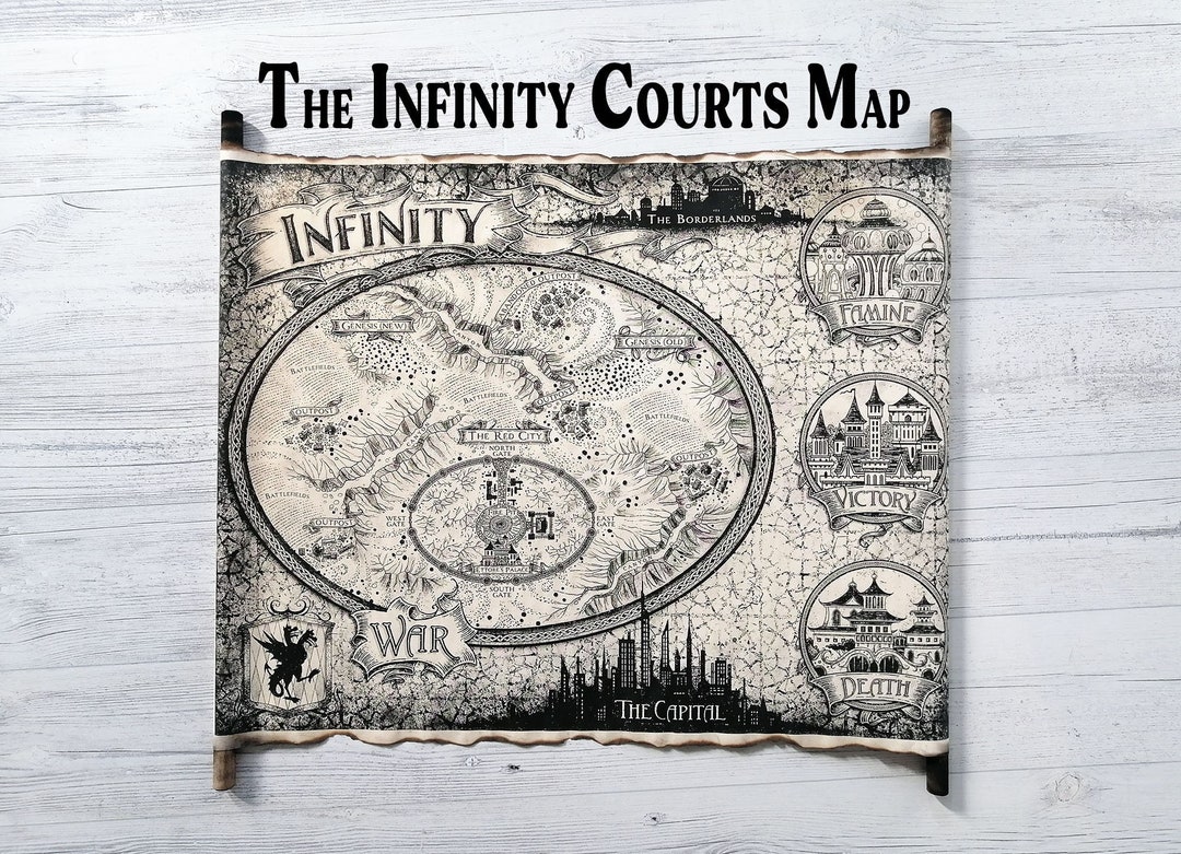 Handmade 'infinity Courts' Map Scroll, Fantasy Book Art - Etsy