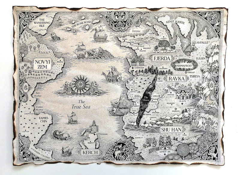 Shadow and Bone Map Print, Grishaverse Art, Ravka Fantasy Map - Etsy