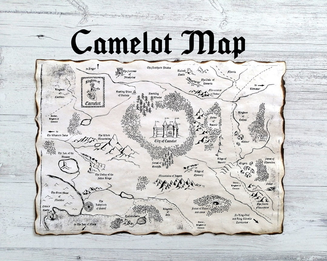 Mapa de Camelot Mapa de Merlín Mapa del Reino de Camelot - Etsy España
