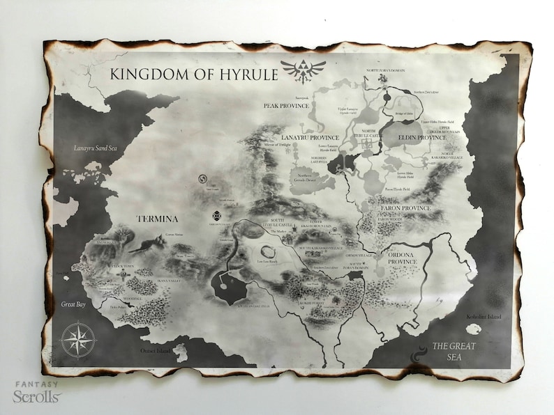 The Kingdom of Hyrule Map the Legend of Zelda Map Land of - Etsy