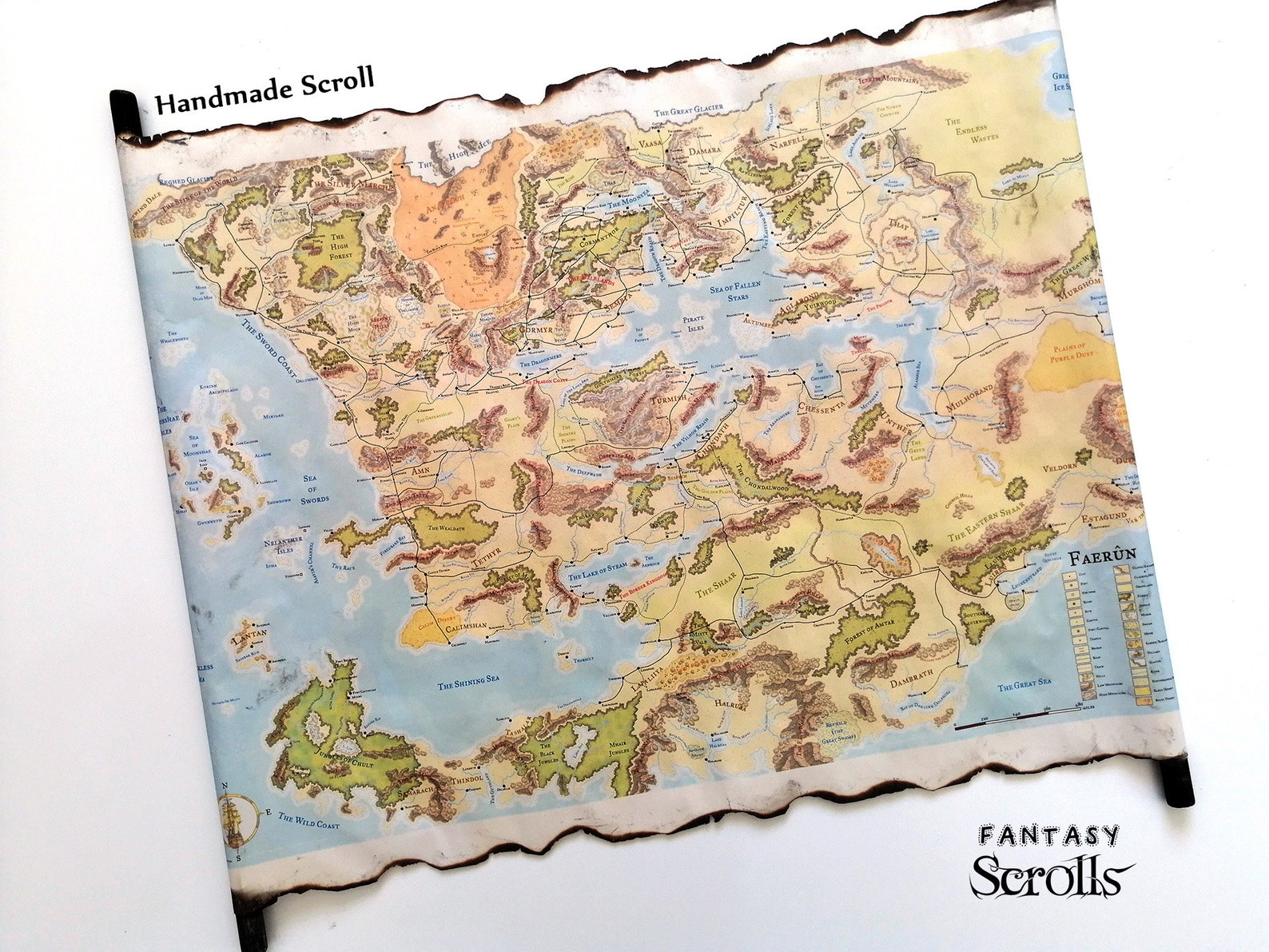 Faerûn Color Scroll Map Dnd Map of Faerun Forgotten Realms | Etsy