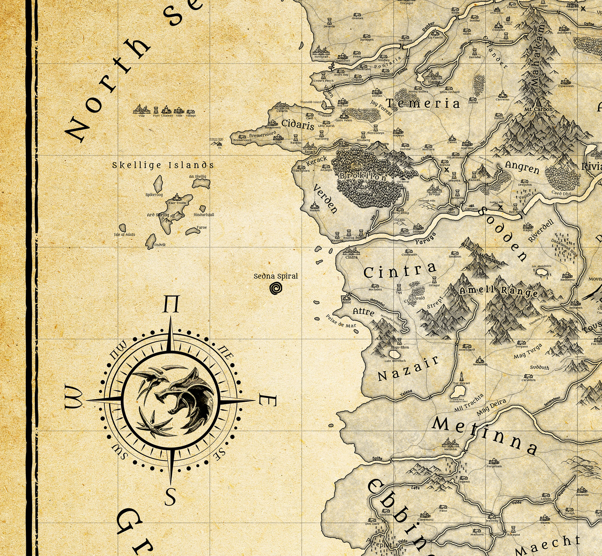 The Witcher World Map Poster – Northern Realms, Fantasy Art Print - Etsy