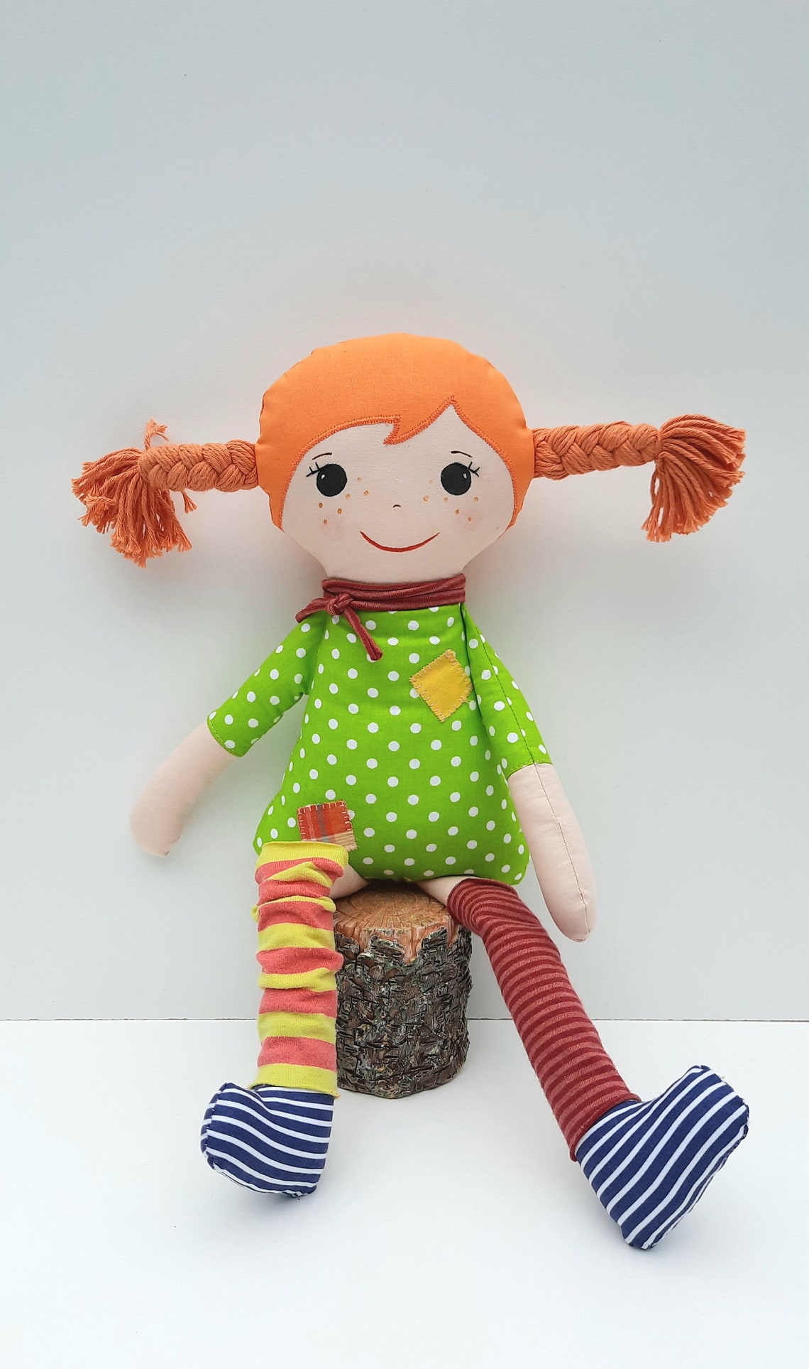 Pippi Longstocking Doll Soft Toy Handmade Fabric Doll Rag - Etsy