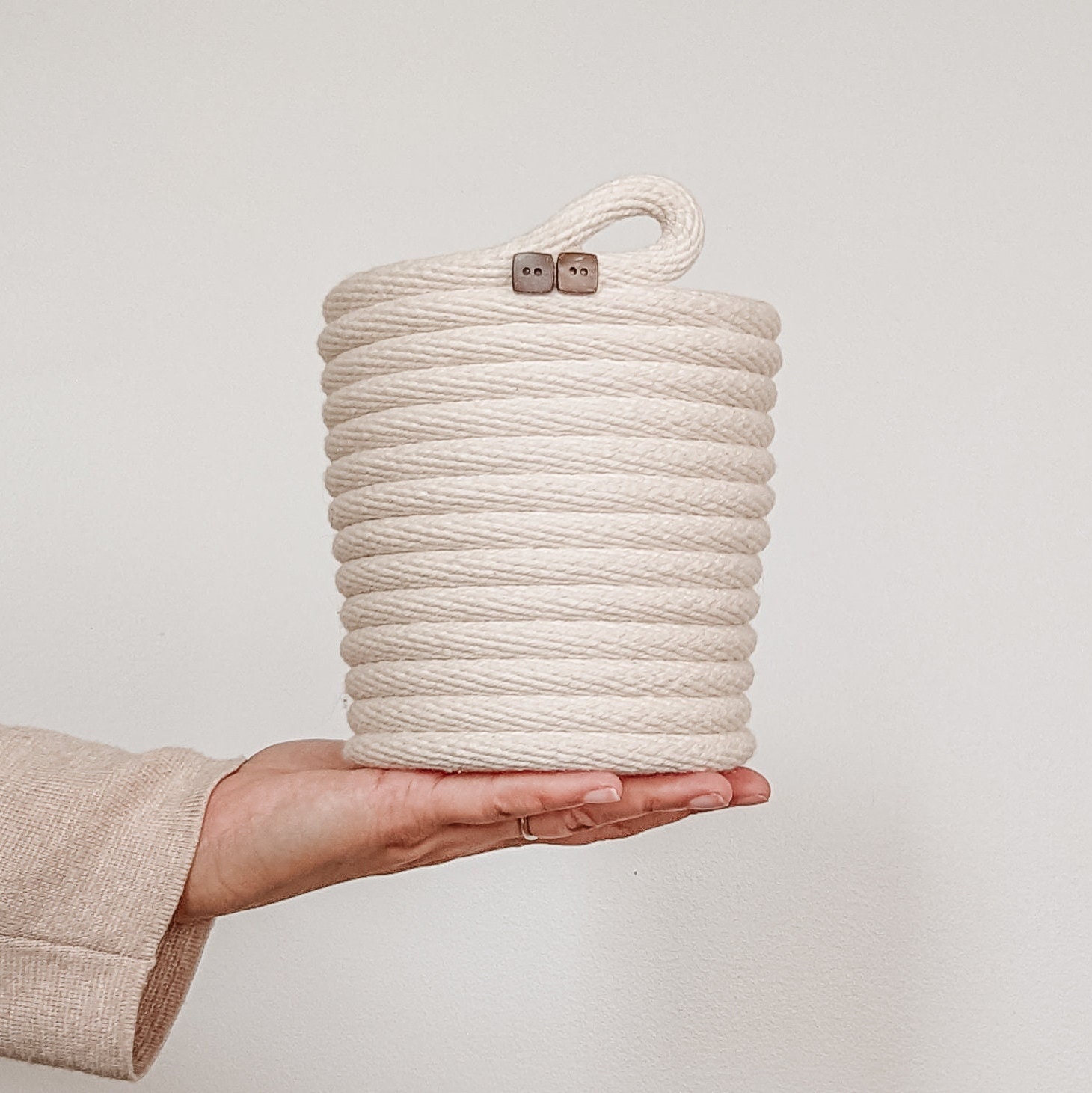 Rope Plant Pot Cover Basket, Simple Rustic Home Decor, Garden Plant ...