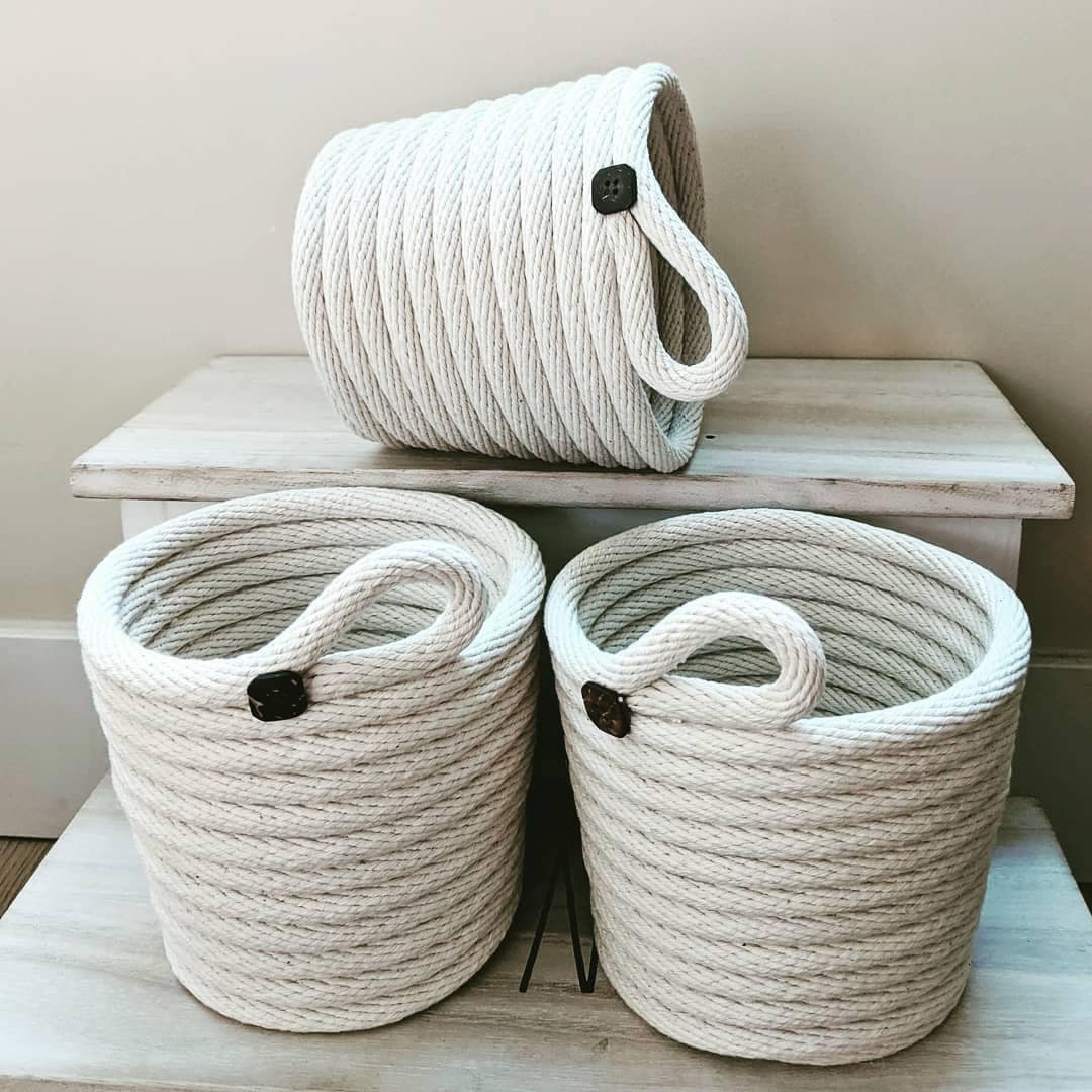 Rope Plant Pot Cover Basket, Simple Rustic Home Decor, Garden Plant ...