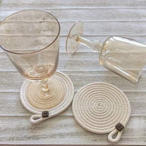 Cotton Rope Coasters, Set of 6 - 4" Diameter, Coastal Decor, Rustic and ...