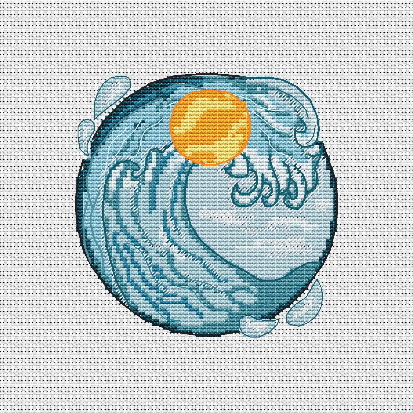 Ocean cross stitch pattern Landscape pdf Water cross stitch | Etsy