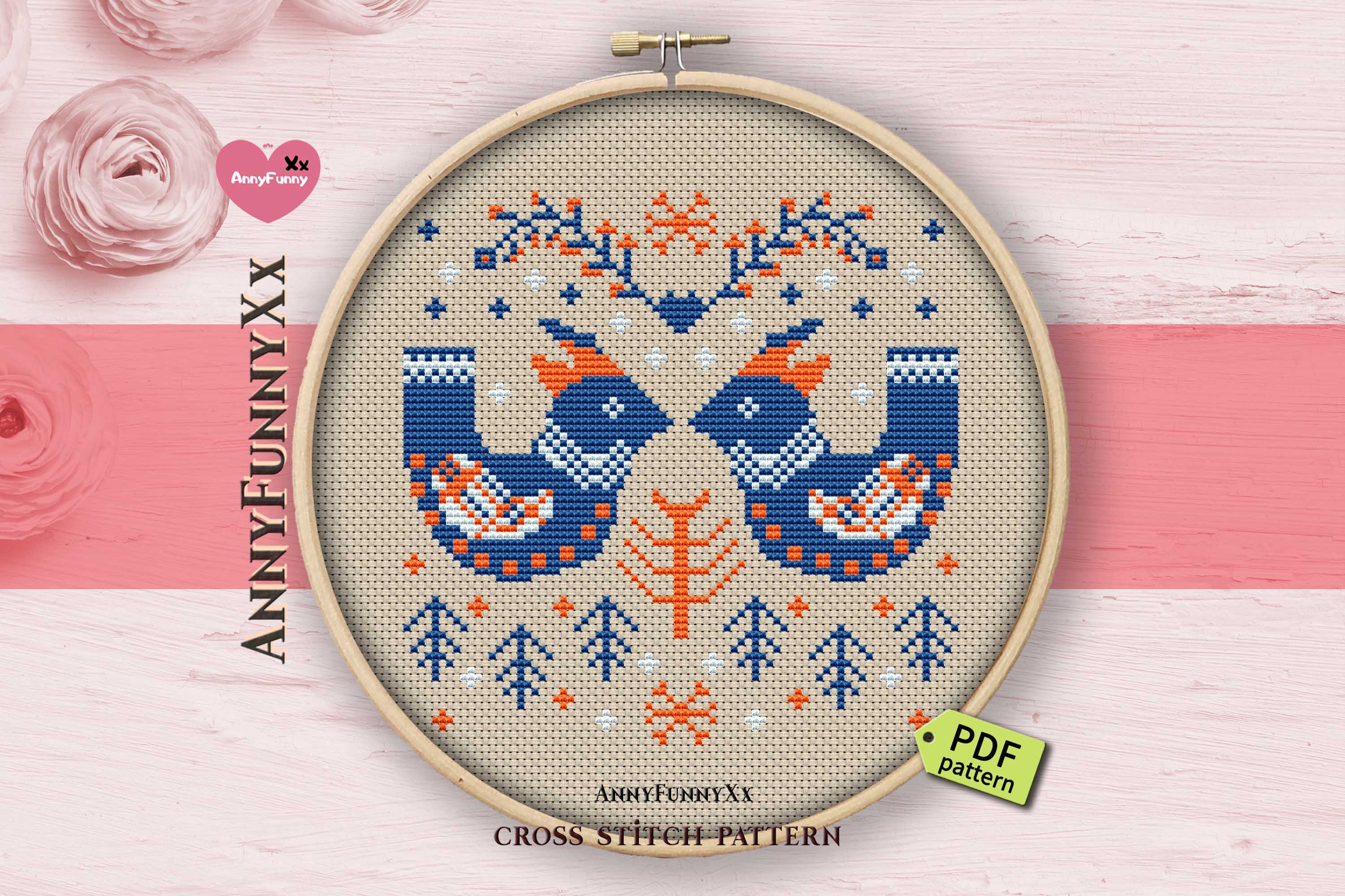 Folk Art Turkeys cross stitch chart pdf pattern Polish folk art Polish ...