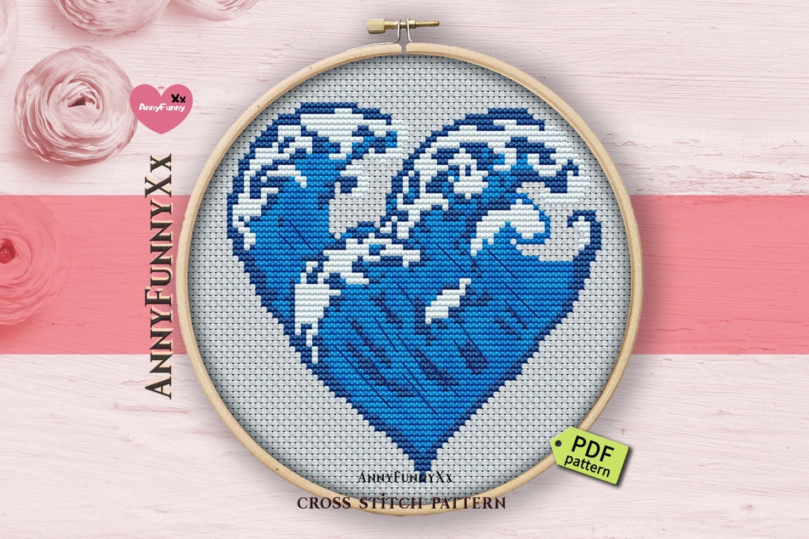 Ocean Wave Cross stitch pattern PDF Sea landscape | Etsy