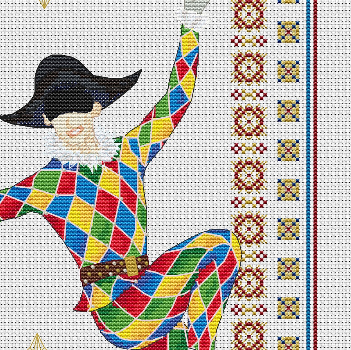 Jester cross stitch pattern PDF Harlequin | Etsy