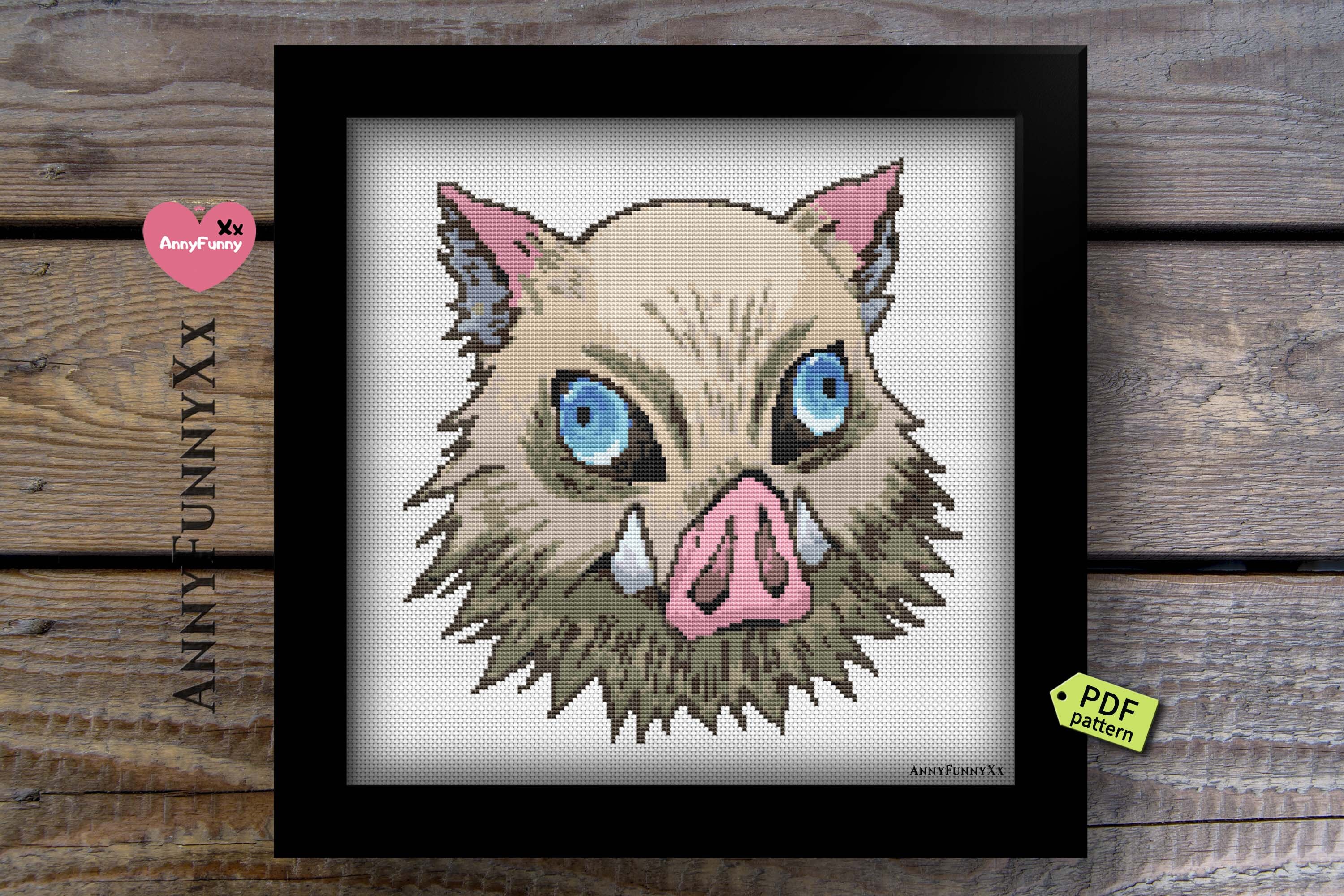 Demon slayer Inosuke cross stitch pattern Kimetsu no Yaiba | Etsy