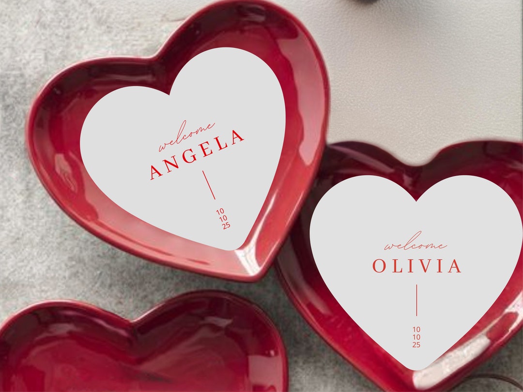 Heart Place Cards Round Scalloped Edge, Wedding or Bridal Shower Heart ...