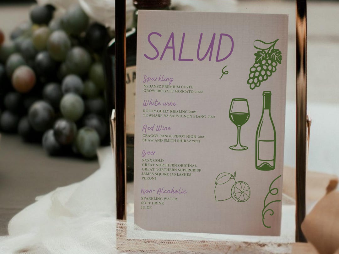 Salud Italian Bar Sign Template, Wedding Bar Sign, Hand Drawn Bar Sign ...