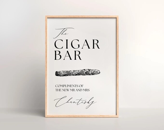 Cigar Bar Sign Template, Wedding Cigar Sign, Modern Minimalist Cigar ...