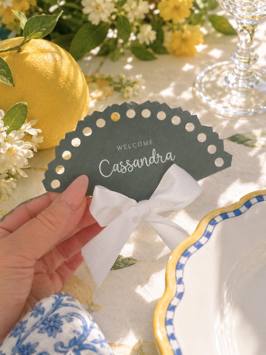 Fan Shaped Place Card, Whimsical Wedding Place Card, Custom Wedding ...