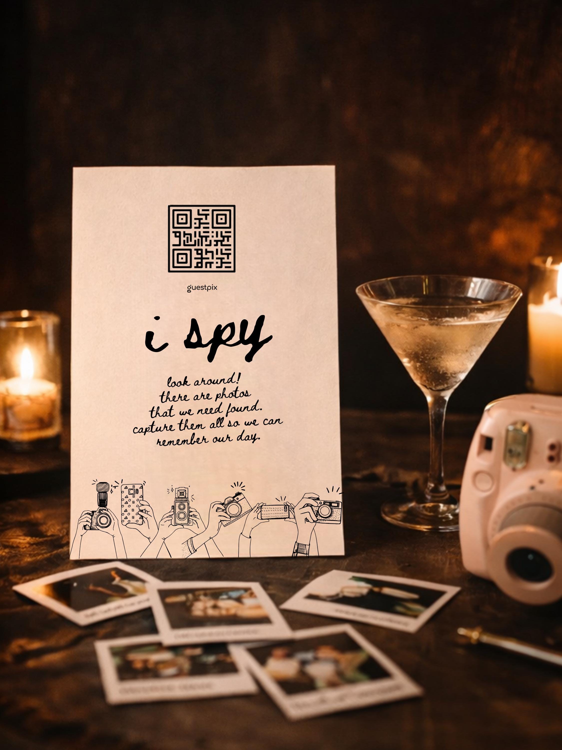 I Spy, Share the Love QR Code Sign, Wedding Photo Sign Printable ...