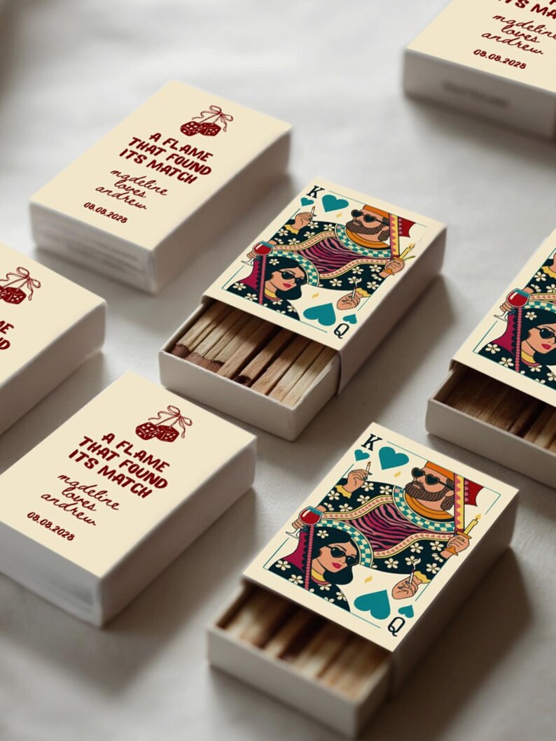Matchbox Canva Template, King and Queen Playing Card Matchbox Label ...