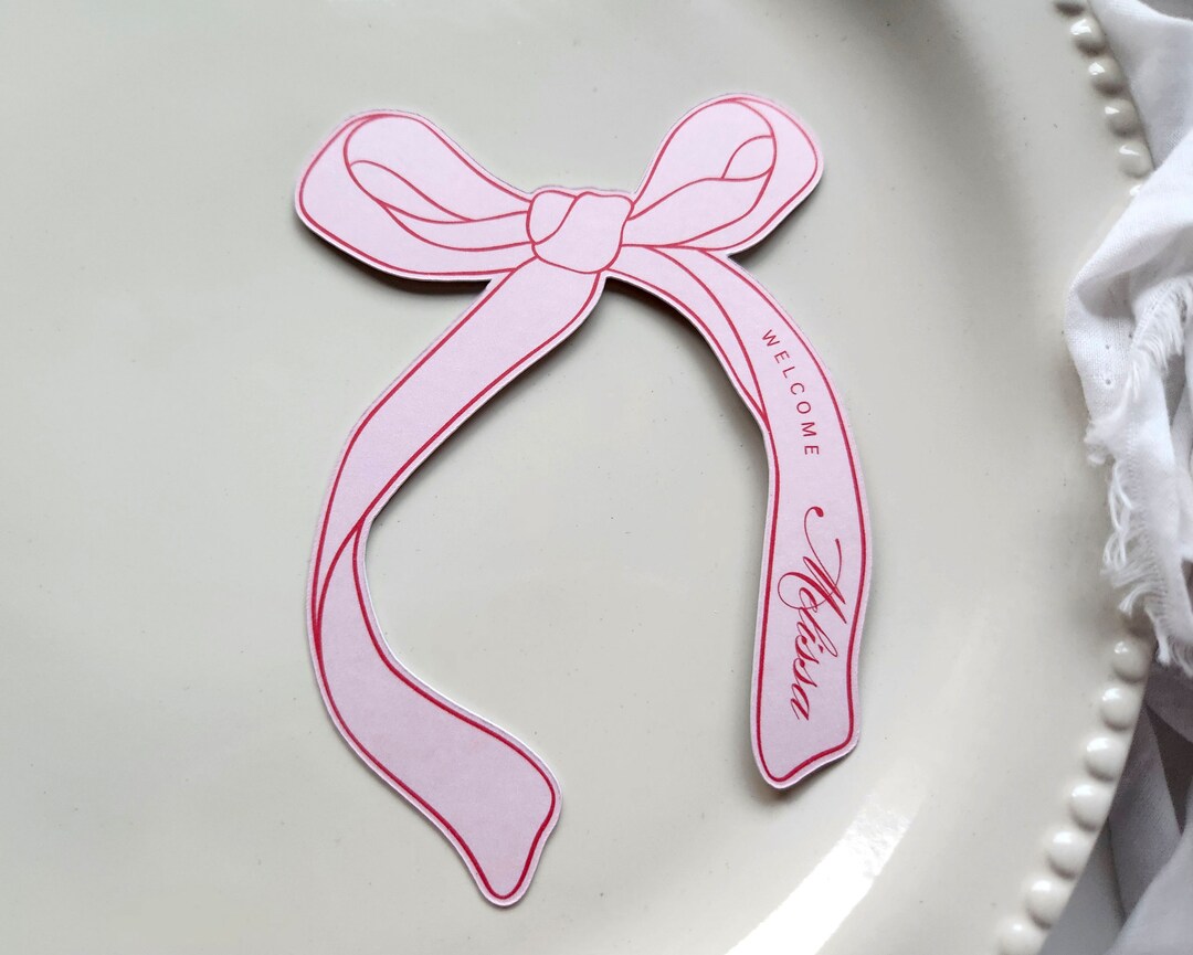 Bow Shaped Printed Place Cards, Name Cards Wedding | Place Cards ...