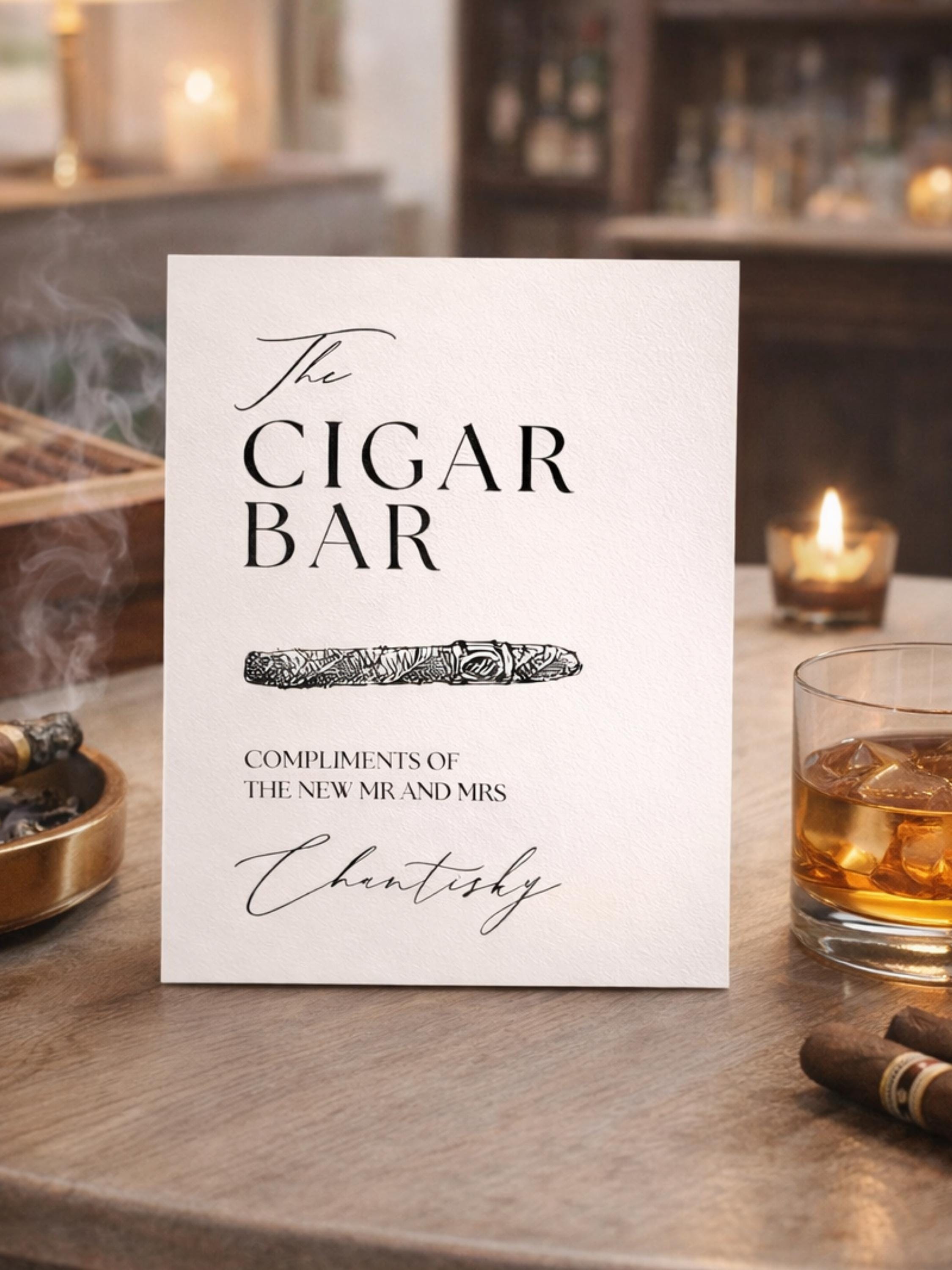 Cigar Bar Sign Template, Wedding Cigar Sign, Modern Minimalist Cigar ...