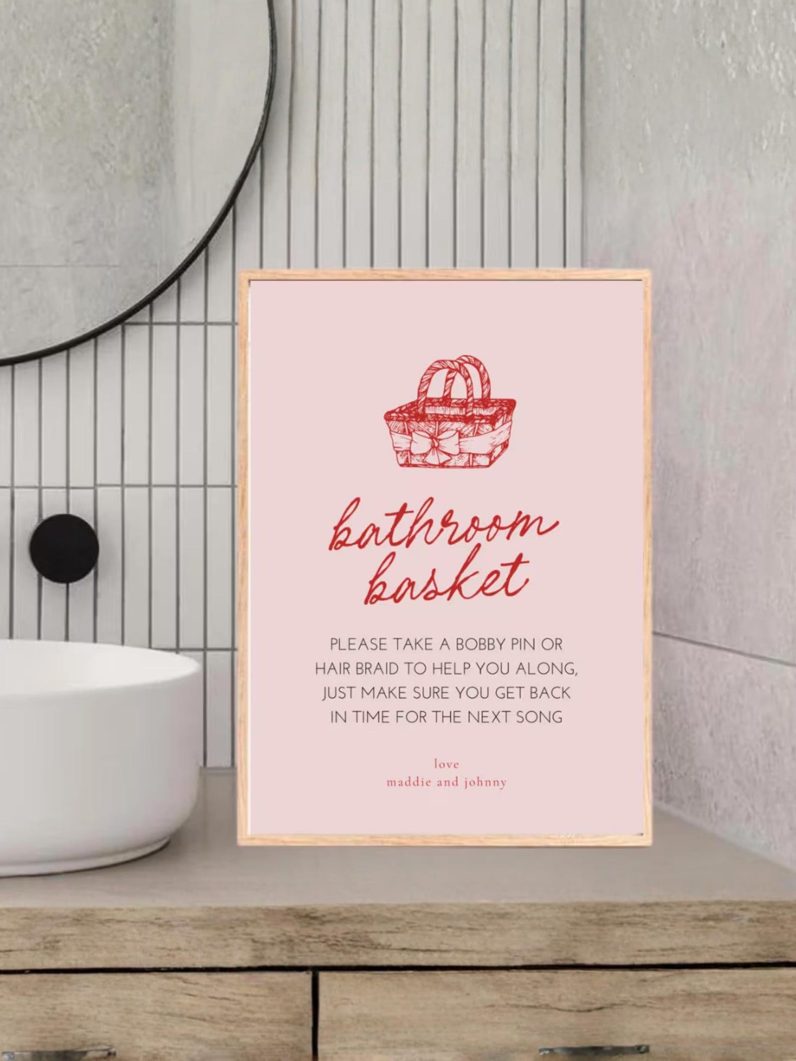 Bathroom Basket Sign for Wedding, Wedding Hello Gorgeous and Handsome ...