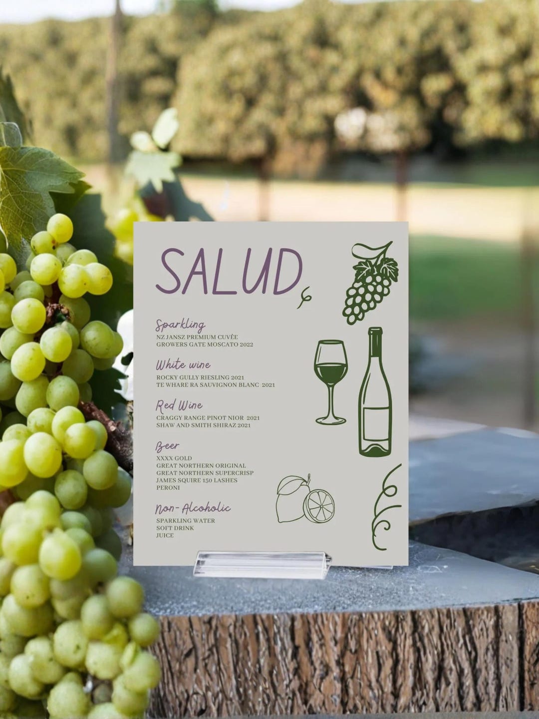 Salud Italian Bar Sign – Wedding Bar Menu, Drinks List Sign, Fiesta Bar ...