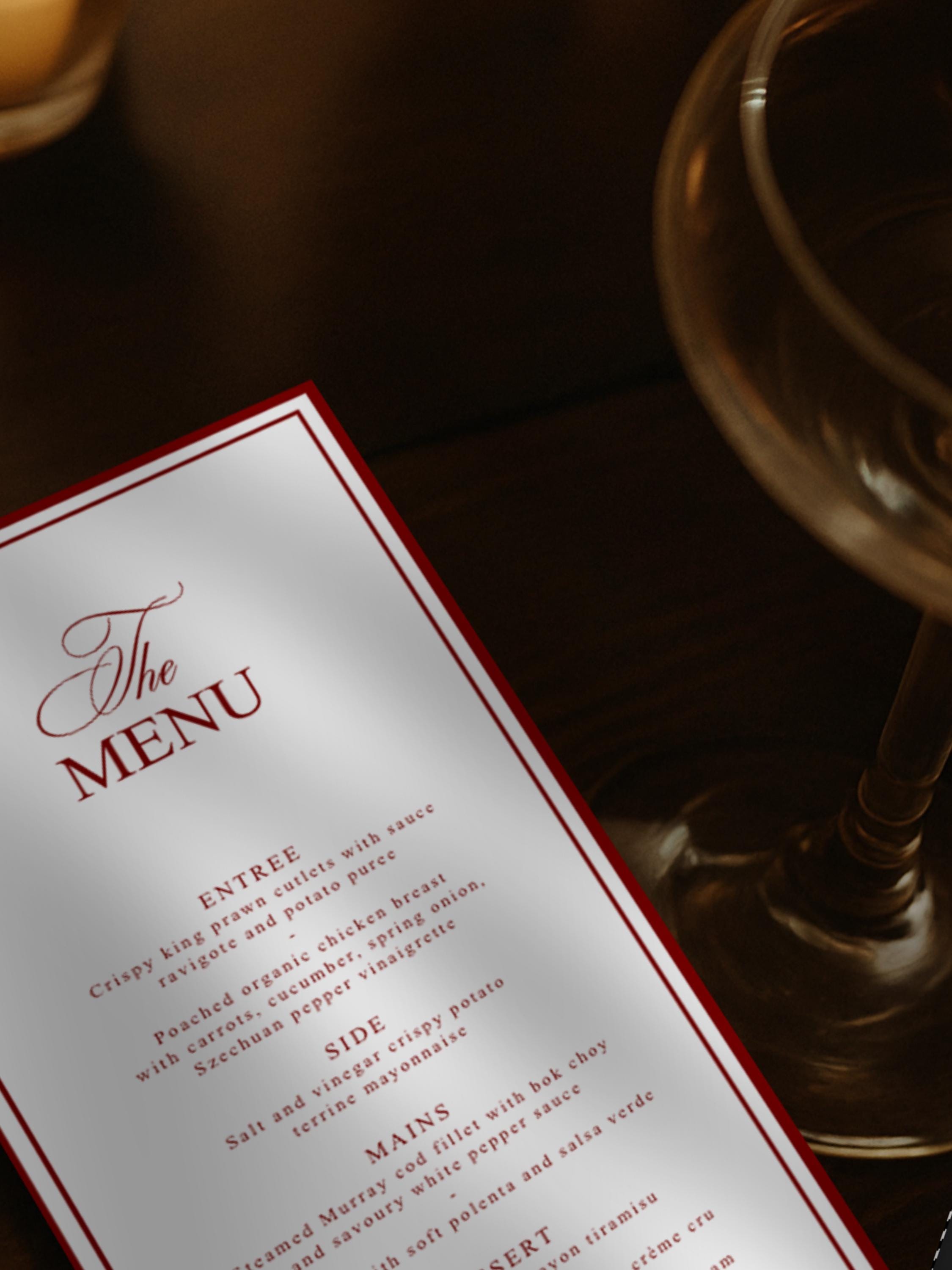 Luxury Old Money Menu & Place Card and Thank You Card 3 Pieces Set ...
