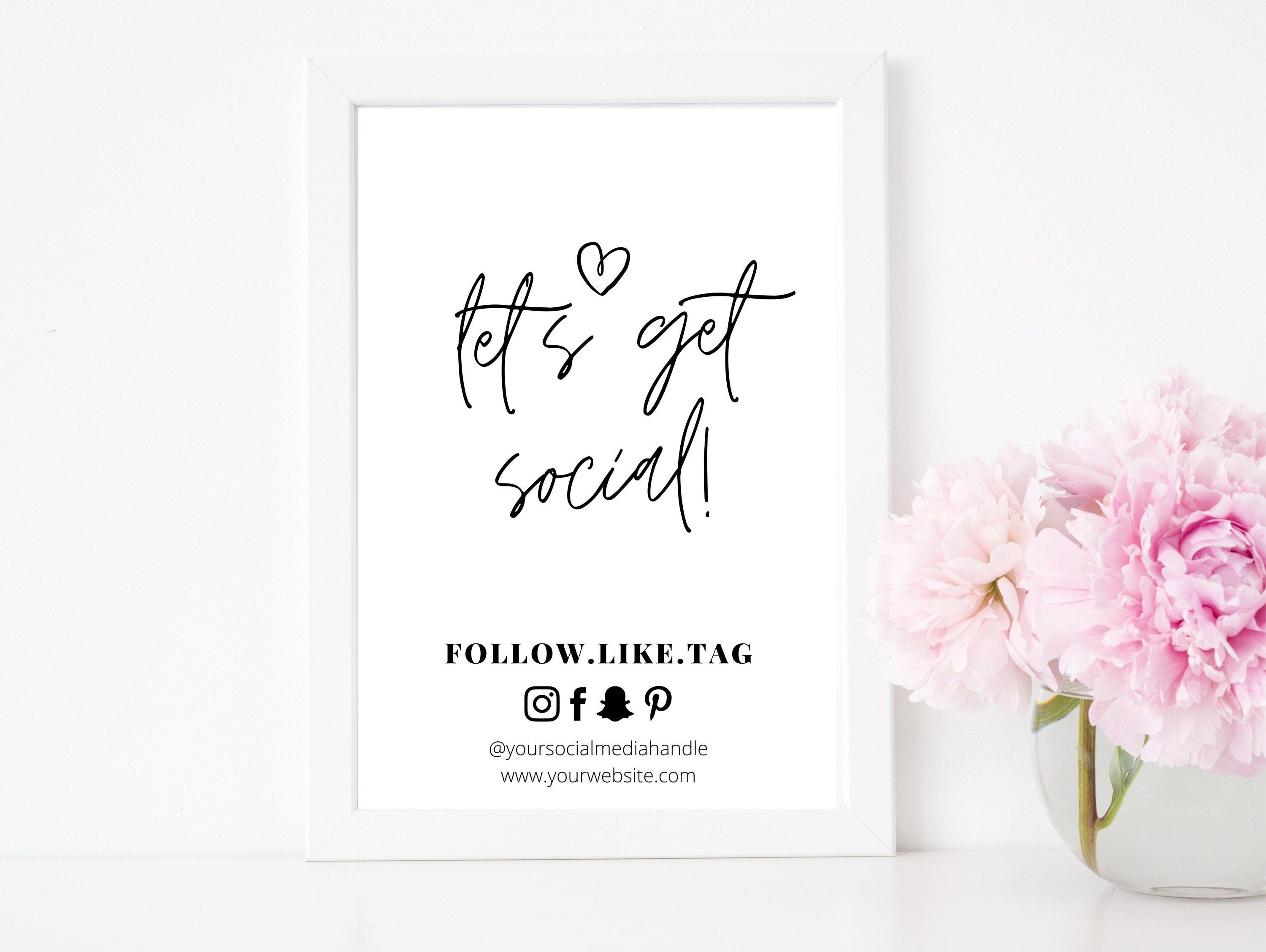 Lets get social Social Media Sign Template Instagram Sign | Etsy Lets get social Social Media Sign Template Instagram Sign | Etsy