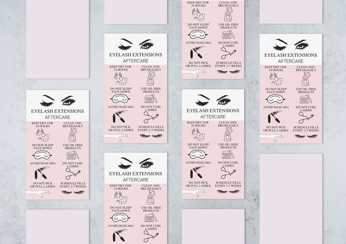 Eyelash Extensions Aftercare Card Eyelash Care Instructions - Etsy