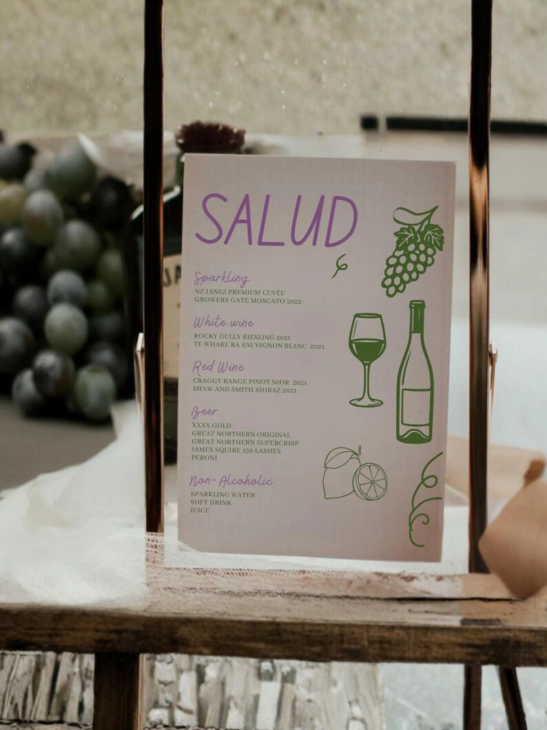 Salud Italian Bar Sign Template, Wedding Bar Sign, Hand Drawn Bar Sign ...