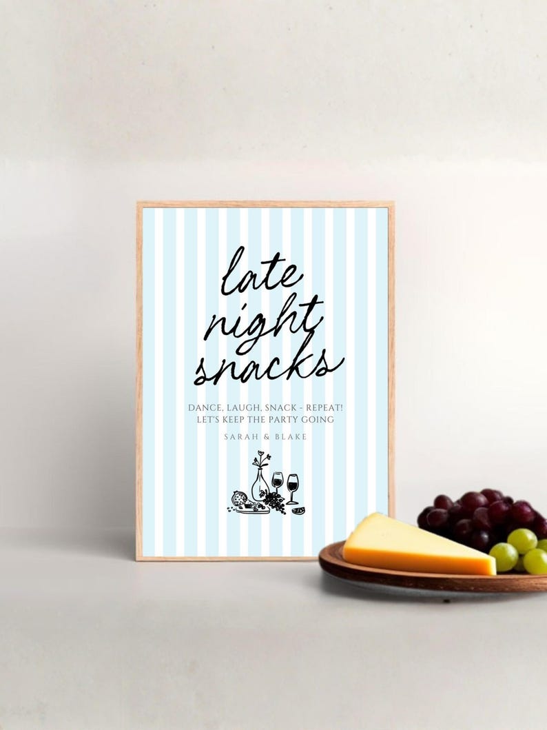Late Night Snack Sign, Snack Station Sign, Late Night Snack, Minimalist ...
