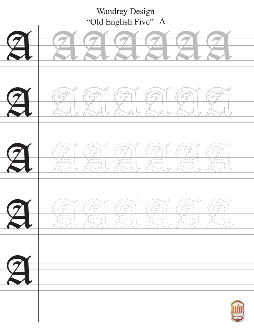Printable UPPERCASE Old English Calligraphy Worksheets "a" Through "z ...