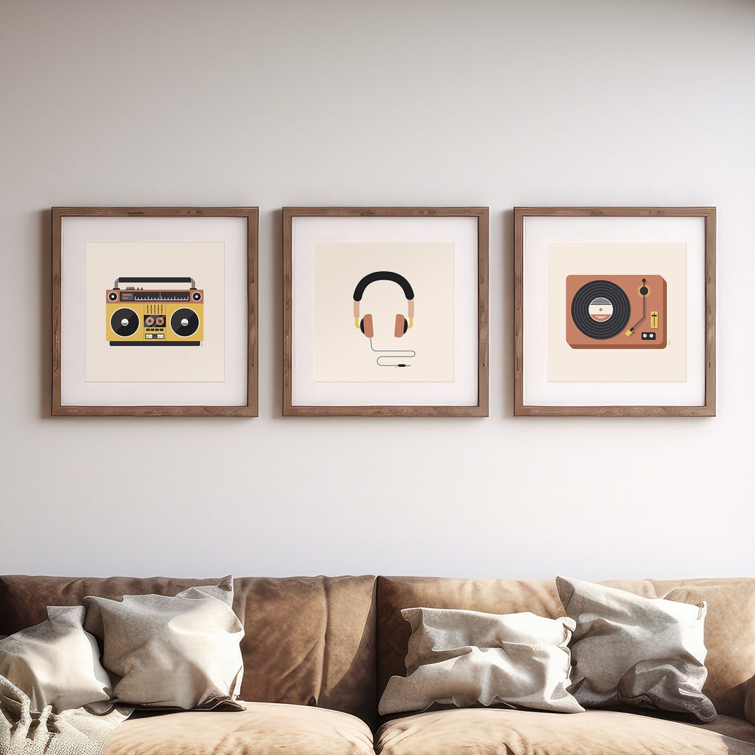 Music Art Set Music Poster Set Mid Century Music Decor - Etsy
