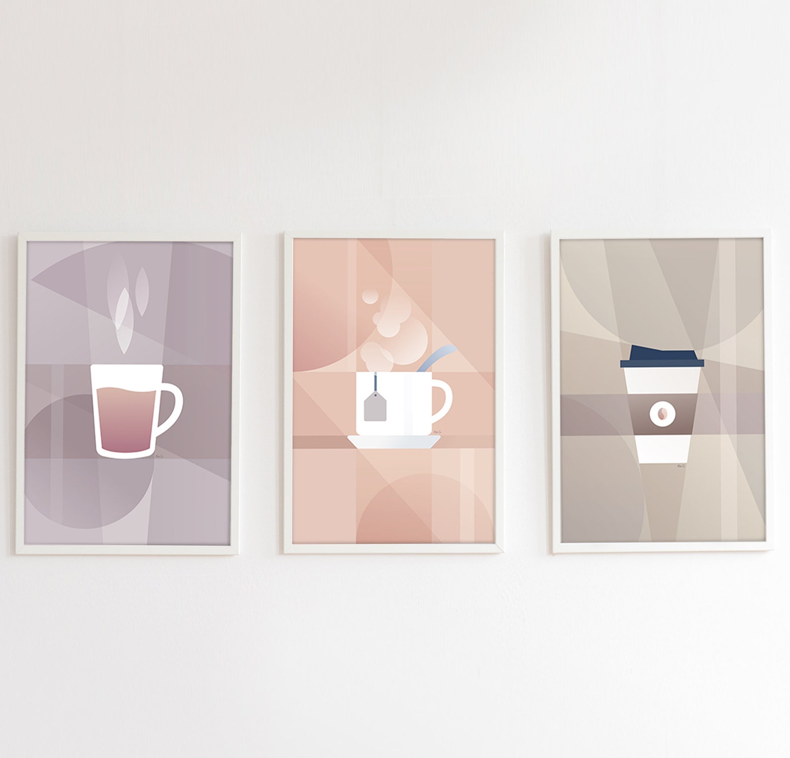 Coffee Poster Set - Mid Century Modern - Three Panel Wall Art - Coffee ...