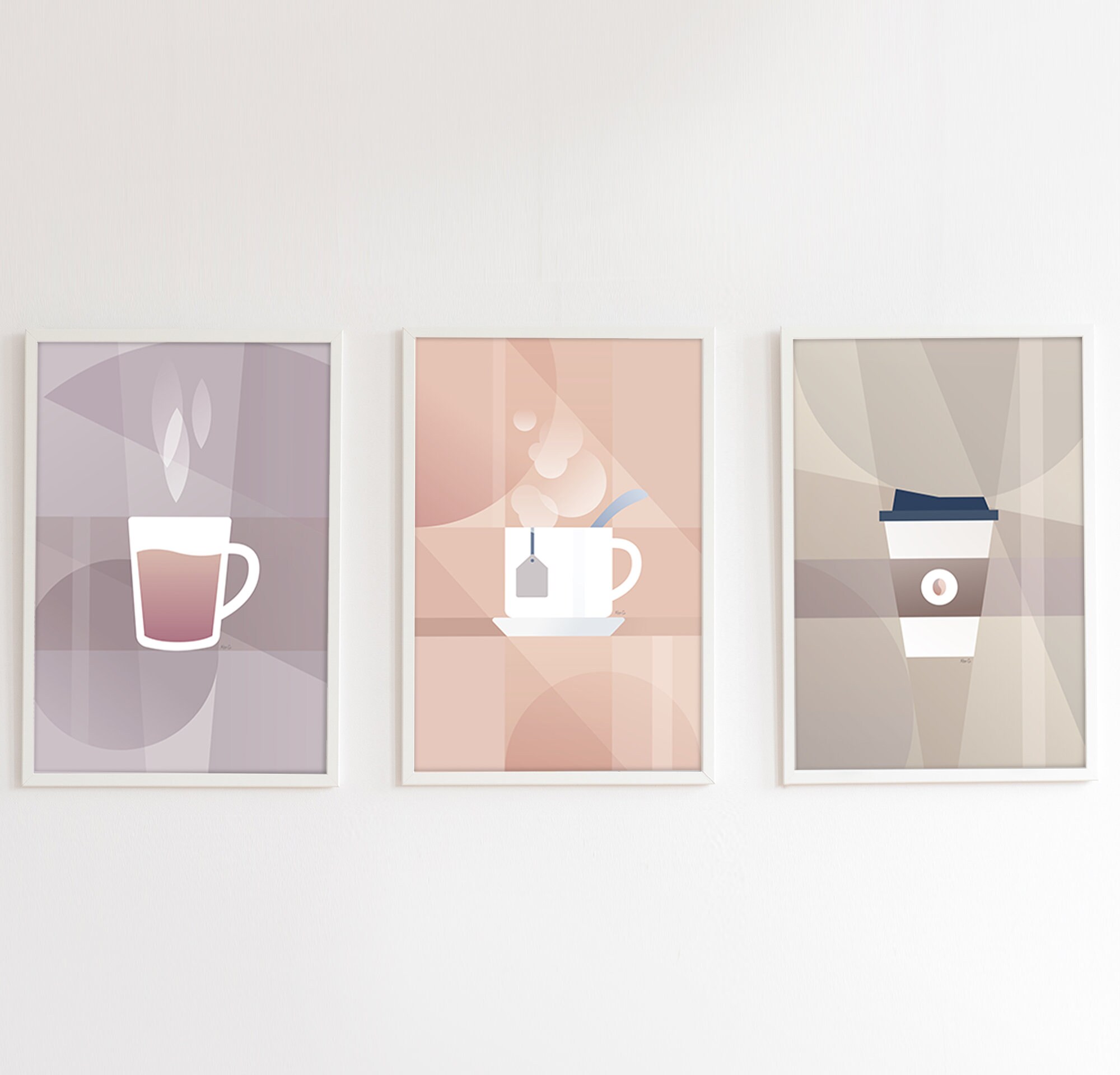 Coffee Poster Set - Mid Century Modern - Three Panel Wall Art - Coffee ...