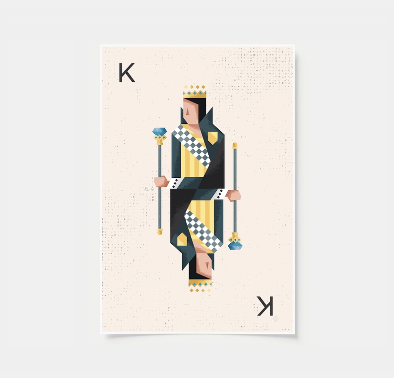 Black King Playing Card Art Poker Room Decor Roommate Gift - Etsy