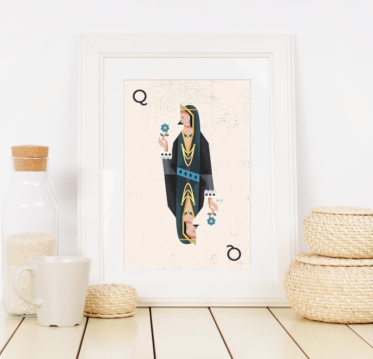 Black Queen Playing Card Art Poker Room Decor Roommate - Etsy