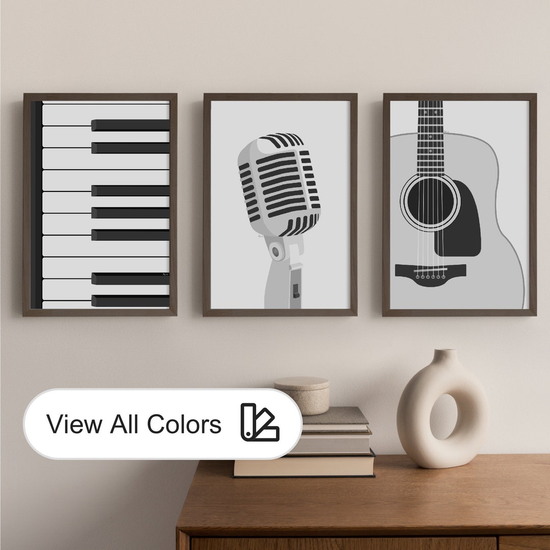 Set of 3 Music Posters Piano Guitar & Microphone Gifts - Etsy