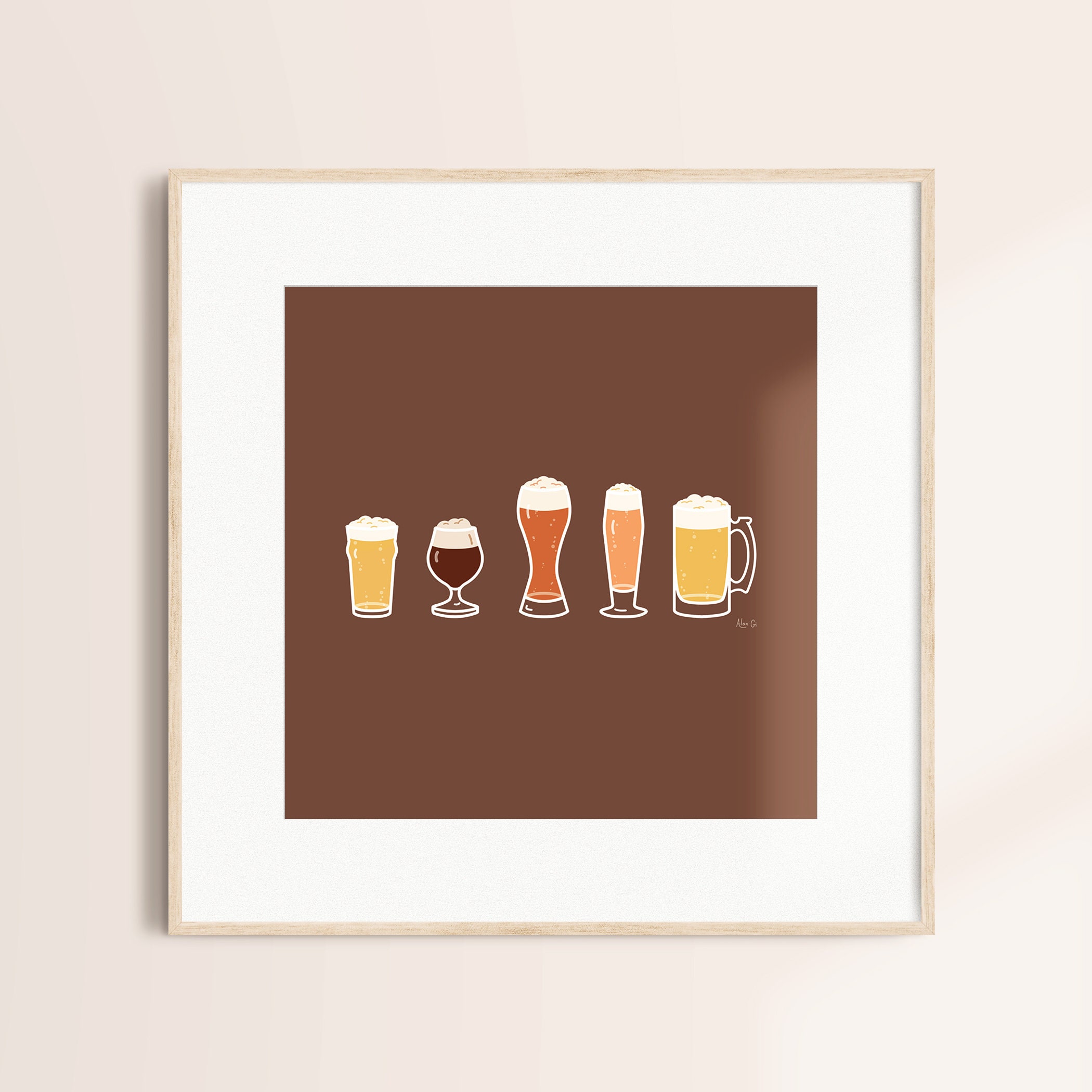 Beer Art Square Beer Poster Bar Decor College Student | Etsy
