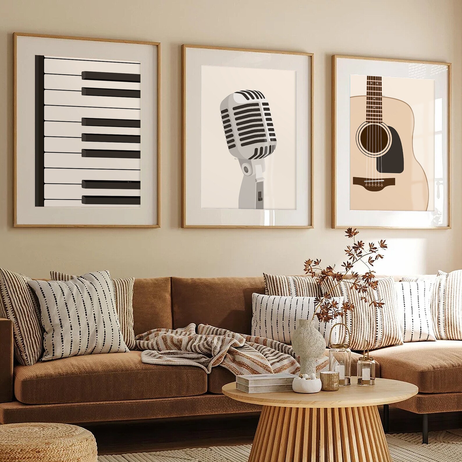 Set of 3 Music Posters Piano, Guitar & Microphone Gifts for Musicians ...
