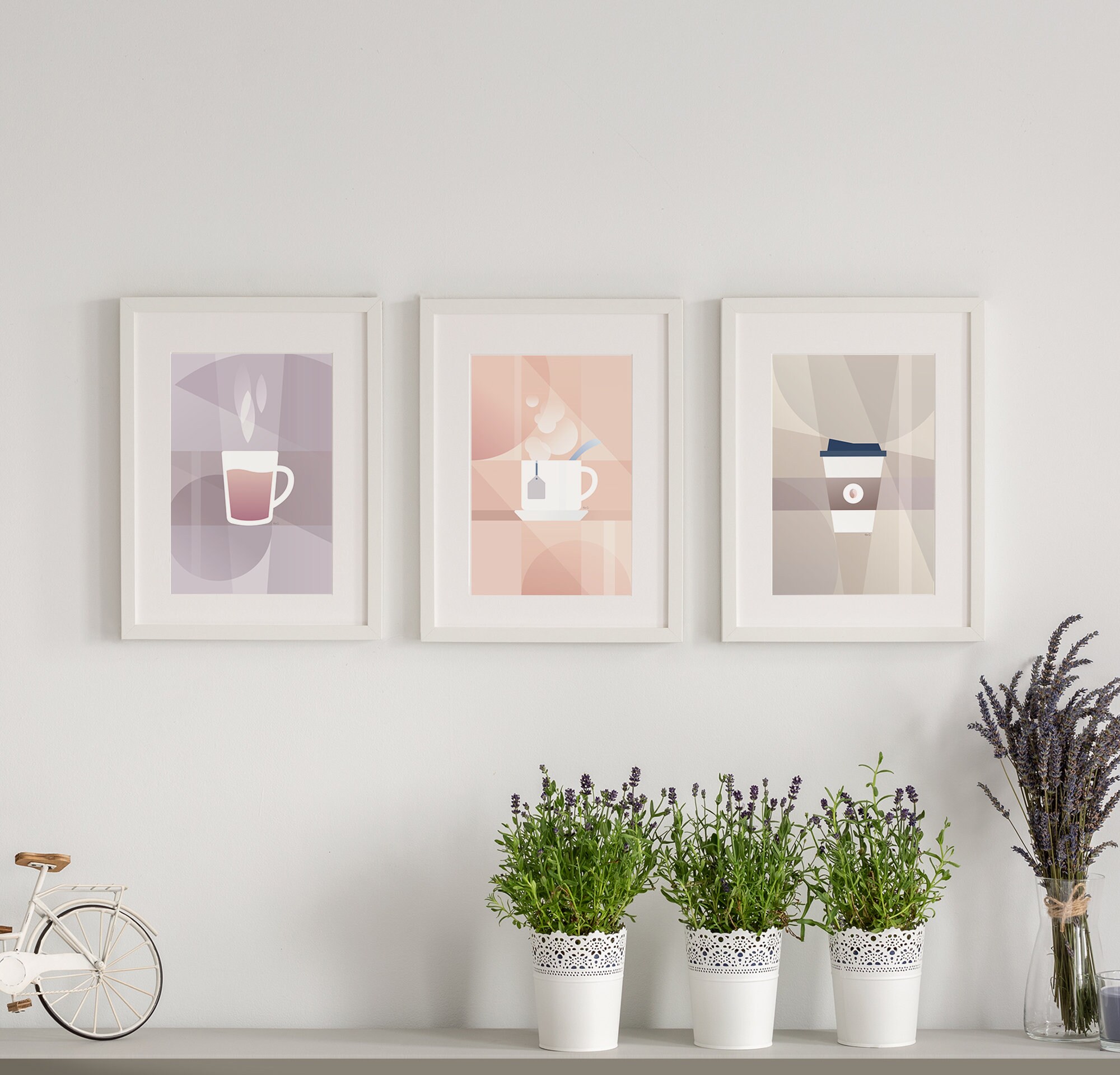Coffee Poster Set - Mid Century Modern - Three Panel Wall Art - Coffee ...