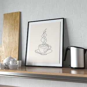 Minimal Coffee Cup Print - Coffee Poster - Coffee Decor - Coffee Print ...