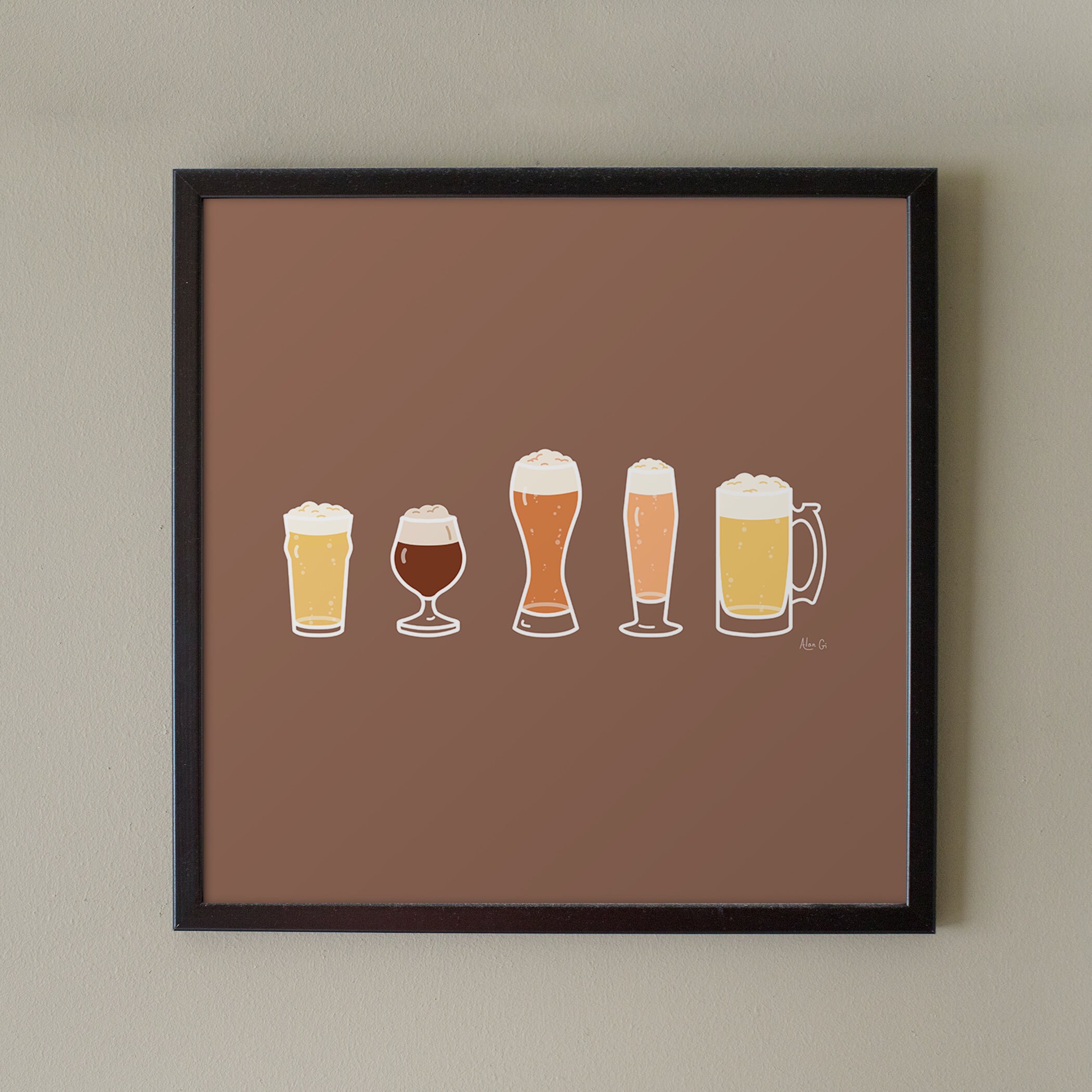 Beer Art Square Beer Poster Bar Decor College Student | Etsy
