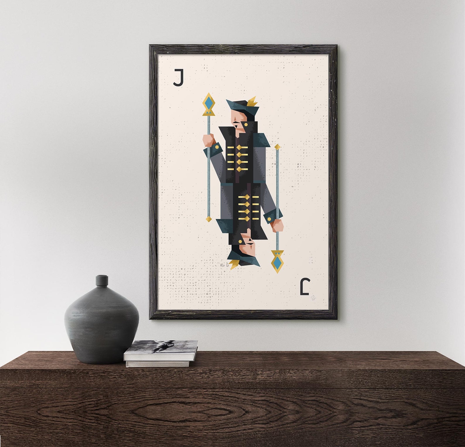 Black Jack Playing Card Art - Roommate Gift - Poker Room Decor ...