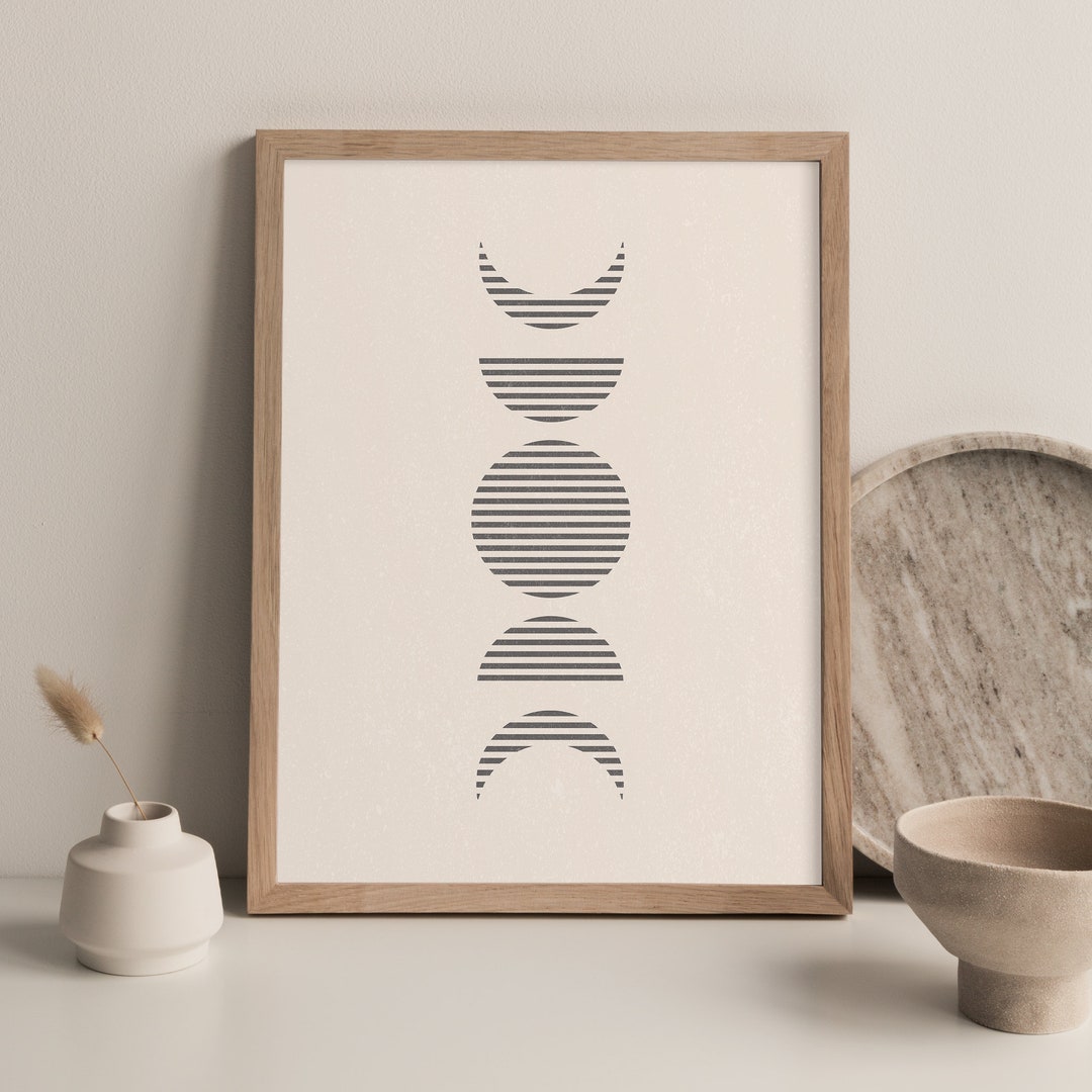 Mid Century Modern Moon Phases - Minimalist Lunar Phase Print ...