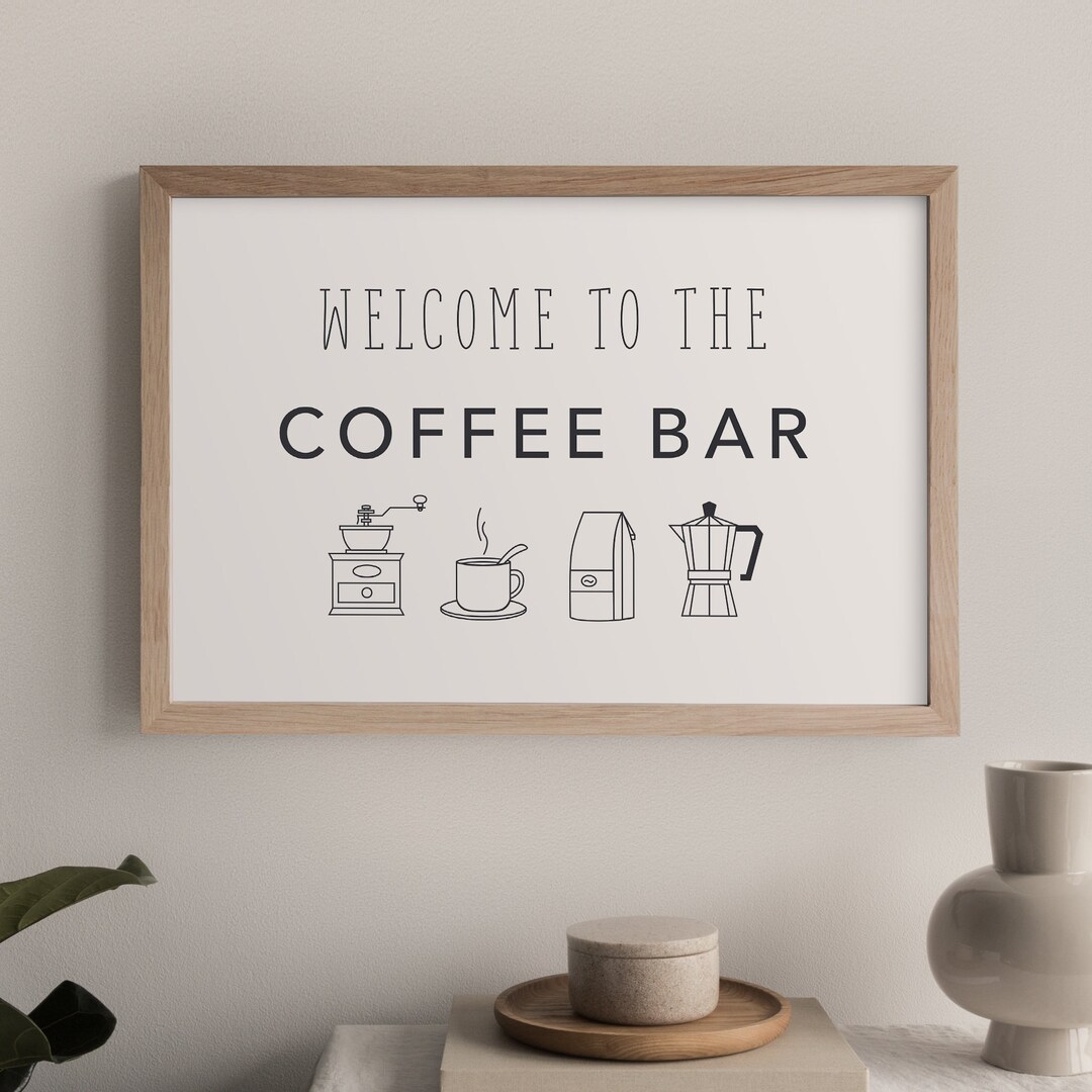 Coffee Bar Print - Kitchen Art - Coffee Poster - Coffee Nook - Printed ...