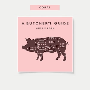 Butcher's Guide to Pork (square) - Meat Diagram - Butcher Diagram ...
