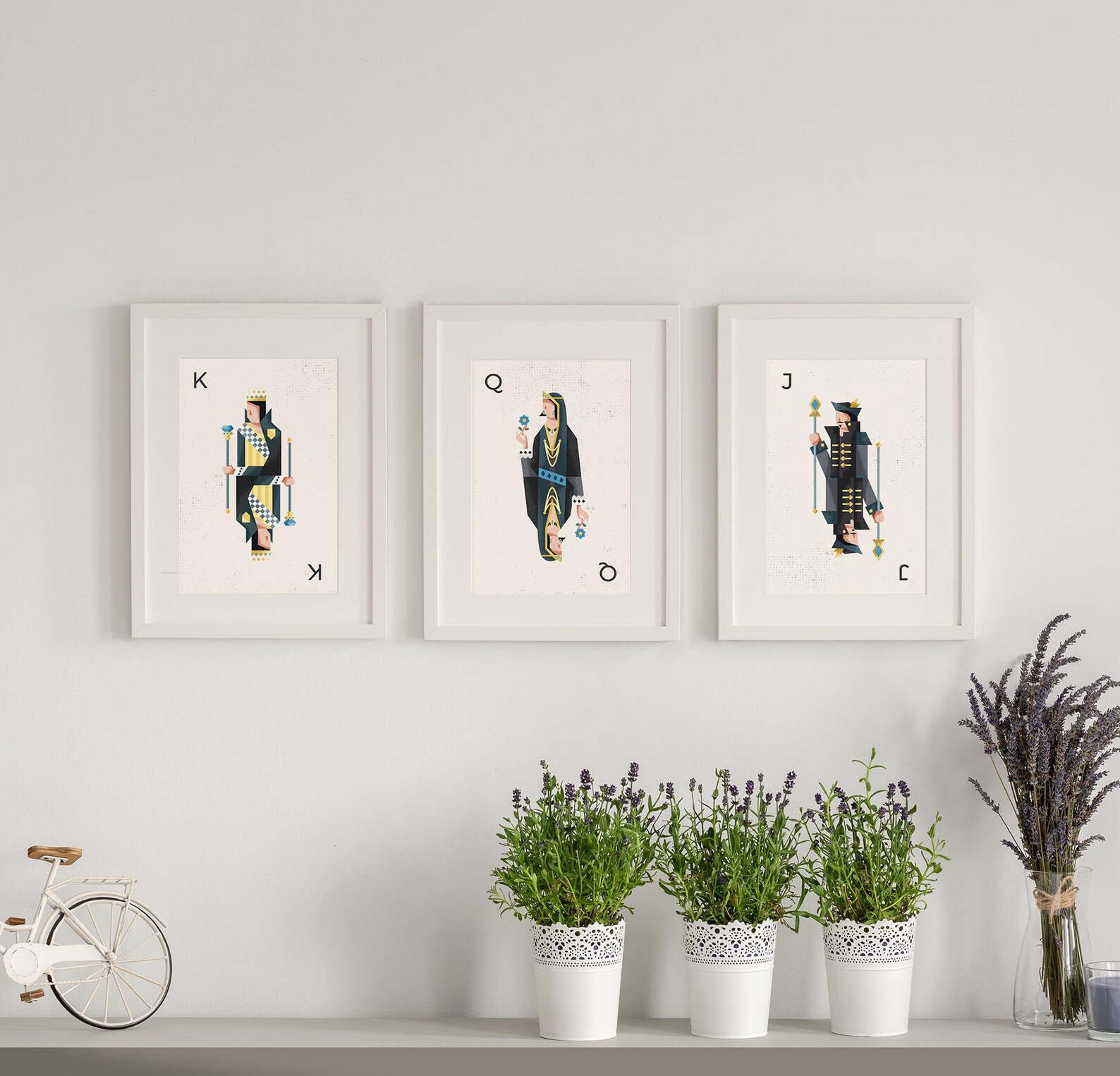 3 Piece Wall Art - Black Playing Card Gallery Wall Set - Three Panel ...
