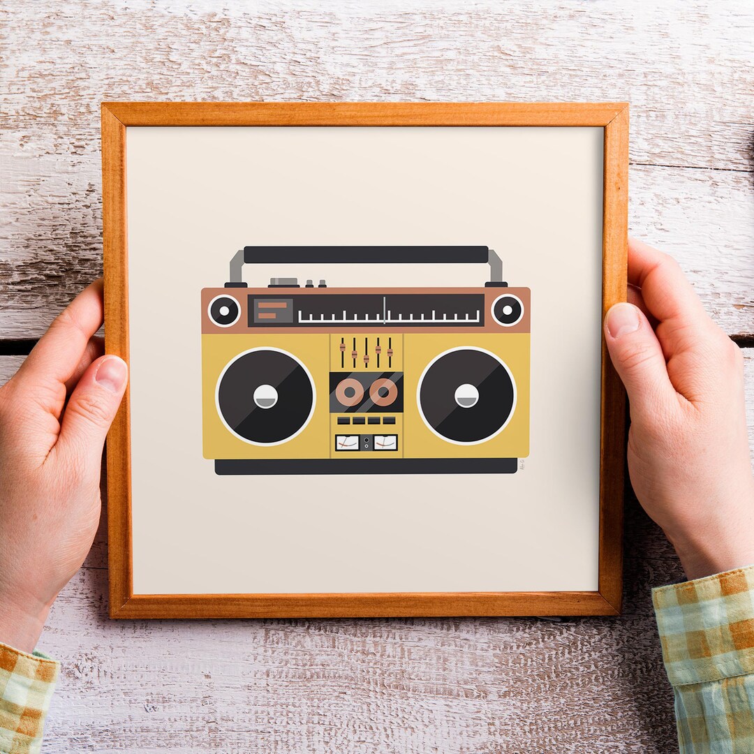 Mid Century Modern Music Decor - Boombox Poster - Recording Studio Art ...